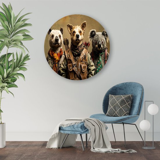 Avontuurlijke dieren in realisme - Dieren muurcirkels - Wandobject rond ...