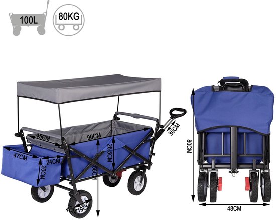 Bolderkar - Tuinwagen - Opvouwbare Bolderkarren - Tuinkarren - Kar - 80 kg Capaciteit... | bol