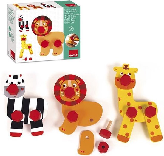 Goula Houten Bouwdoos - Dieren Draai & Speel | bol