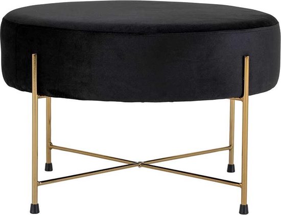 Louie velvet poef zwart - Ø 61 cm | bol.com