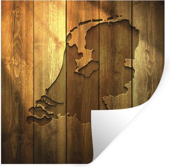 Sticker Muursticker Kaart Nederland - Carte en bois des Pays- Nederland ...