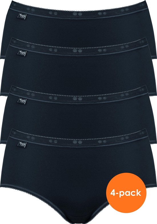 Sloggi Women Basic Midi - dames midi slip (4-Pack) - zwart - Maat: 40 | bol