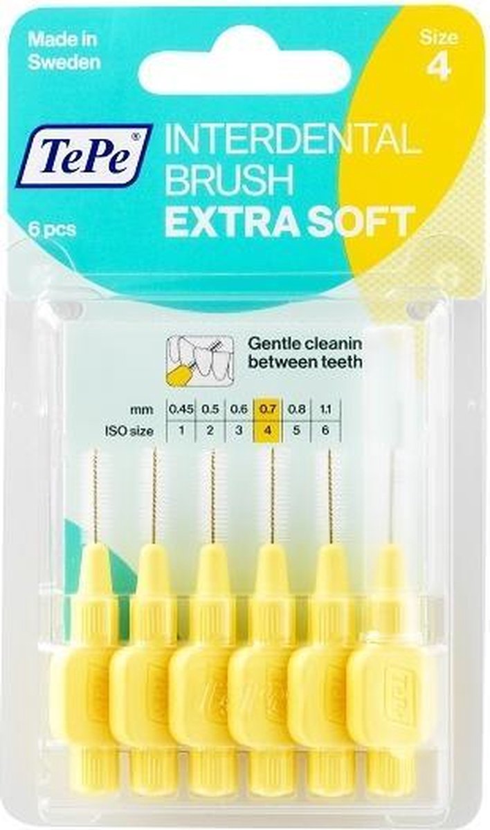 Tepe interdental rager extra soft 0.7mm geel 6 stuks 2 verpakkingen | bol