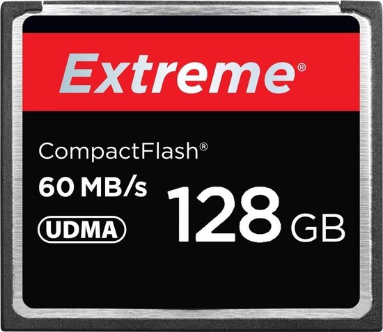 Compact flash card 128GB - Extreme - 400X lees snelheid, tot wel 60 MB ...