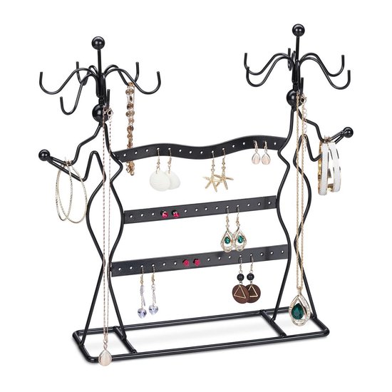 relaxdays sieradenrekje metaal - oorbellenrekje - sieradenhouder ...