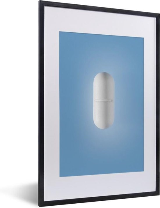 Poster met lijst Paracetamol - Een close-up van een paracetamol ...