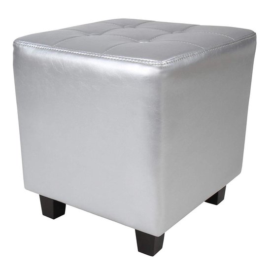 Chesterfield poef - hocker - zitpoef - zilver | bol.com