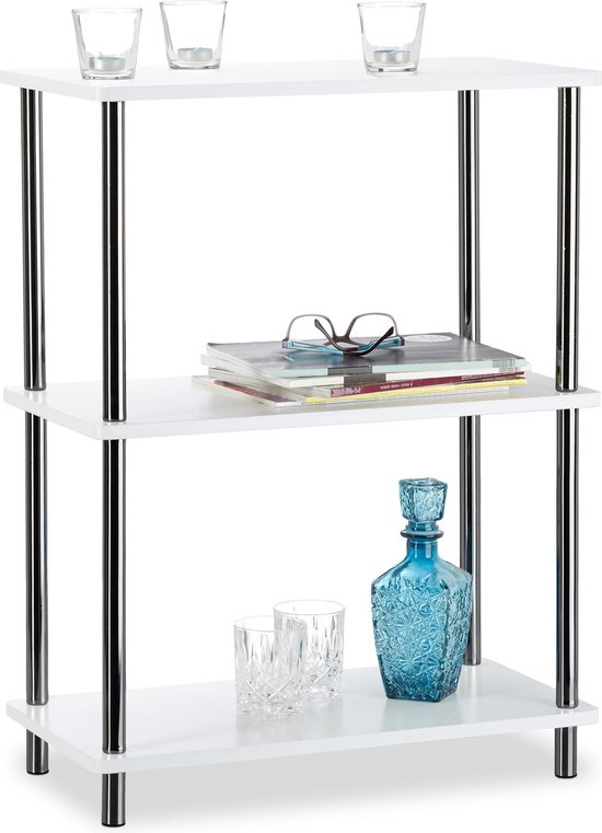 relaxdays bijzettafel wit - keukenrek - open kast - houten rek ...