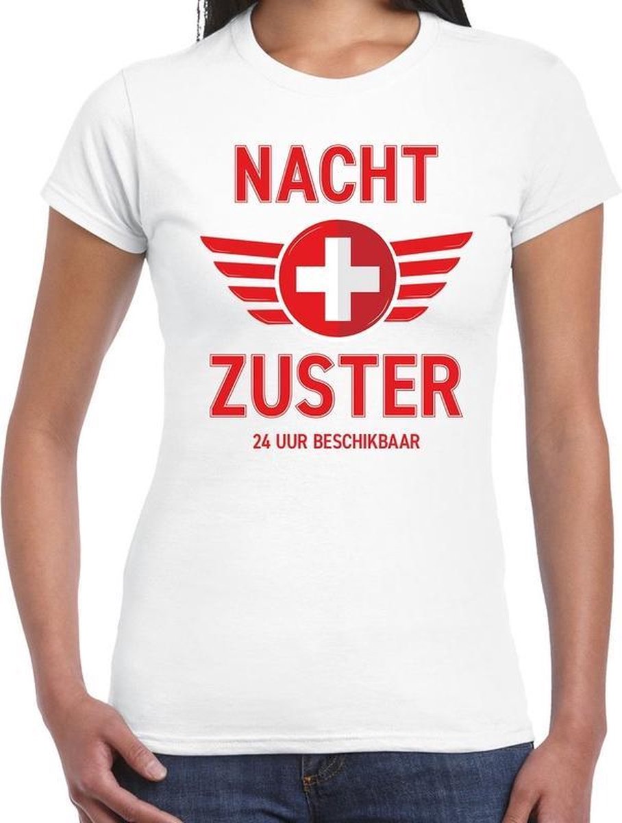 Nacht zuster verkleed t-shirt wit voor dames - verpleegster carnaval ...