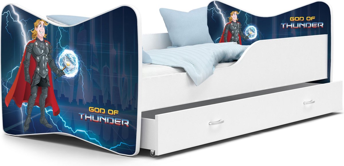 Kinderbed Thor 80x180 cm - wit - met lade - met matras | bol.com