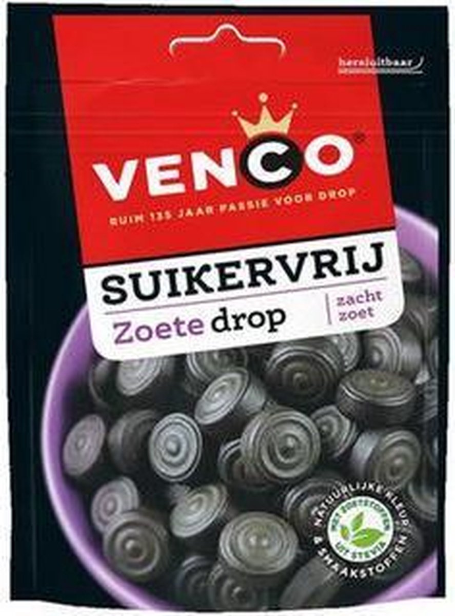 Venco Zachte Zoete Drop, Suikervrij (doos 12 x 100 gram) | bol.com