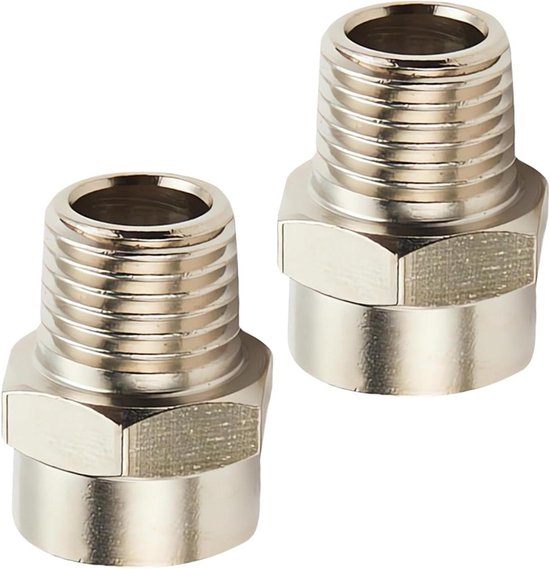Verloopstuk messing 3/8 naar 1/2 inch reduceerverlenging DN10 naar DN15 ...