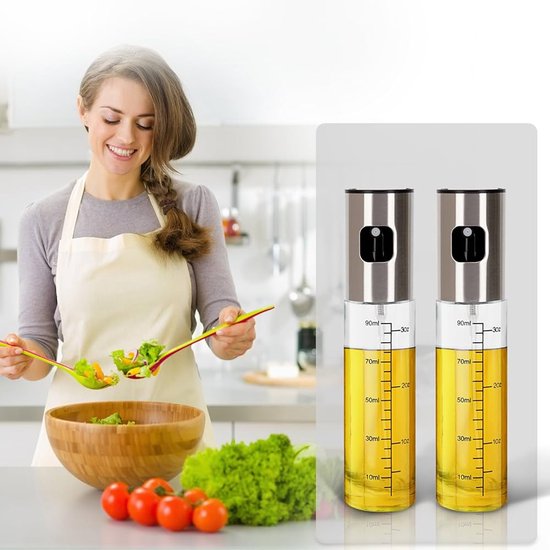 Oliesproeier voor spijsolie - 100 ml - set van 2 - glas | bol