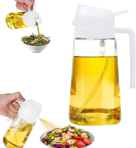 Oil Spray Fles - 470 ml - 2-in-1 Olie Dispenser en Sprayer - Olijfolie ...