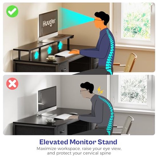 Bureau informatique 47 pouces avec éclairage LED et prises de courant ...