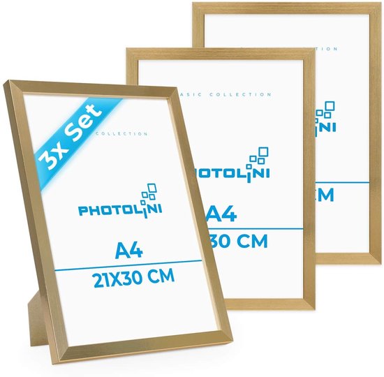 Moderne fotolijsten - set van 3 - goud - MDF - A4 | bol
