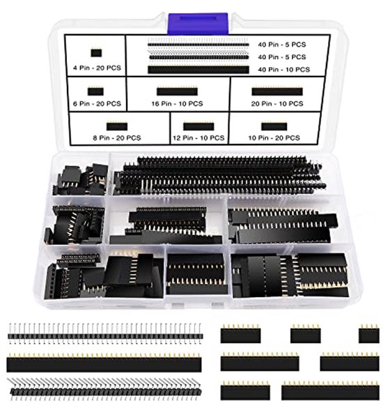 Assortiment van 130 Stuks 2.54mm Breakaway PCB Pin Header Connector ...