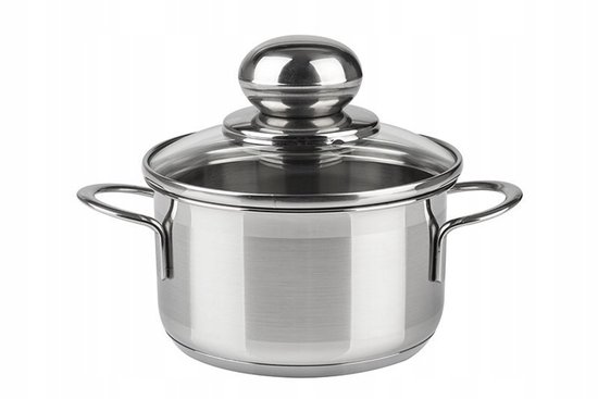 SSW City Pannetje 16 cm 1.5L met Glazen Deksel - RVS | bol