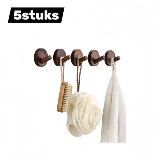 5stuks - Kapstokhaak - Wandmontage - Hout - Decoratieve haak - Geschikt ...