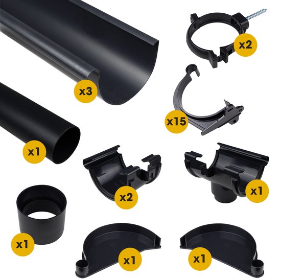 Wovar PVC Dakgoot 5.10 meter | Complete set | bol