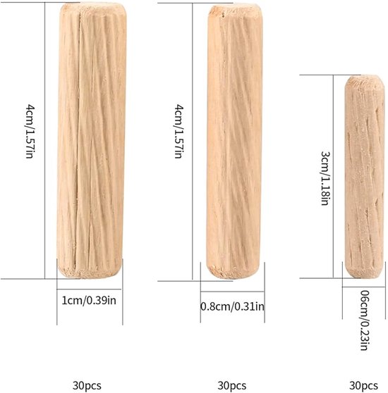 Houten pluggen - massief hout - set van 90 stuks - M6/M8/M10 | bol