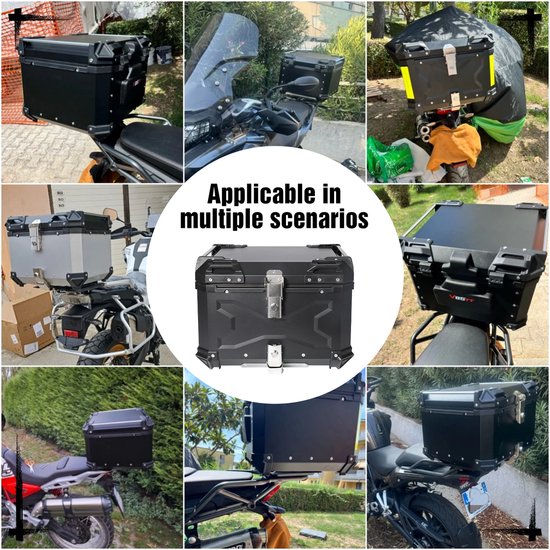 Motor Topkoffer 65L - Aluminium Motor Kofferset Waterdicht - Opbergbox ...