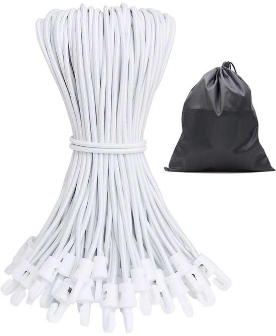 JunGG spanrubber met haak 100 stuks, expander met haak 25 cm ...