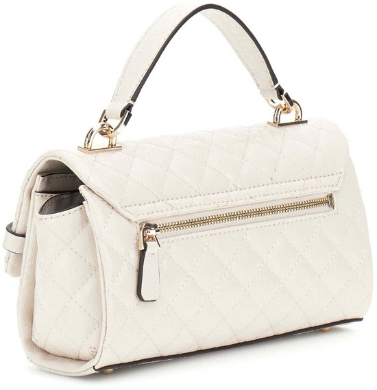 GUESS schoudertas handtas Idra Top Handle Flap Bag Stone crème | bol