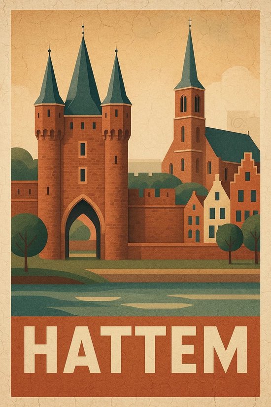 Hattem Poster - Steden Posters - Nederland - Tekst - Dijkpoort - Grote ...
