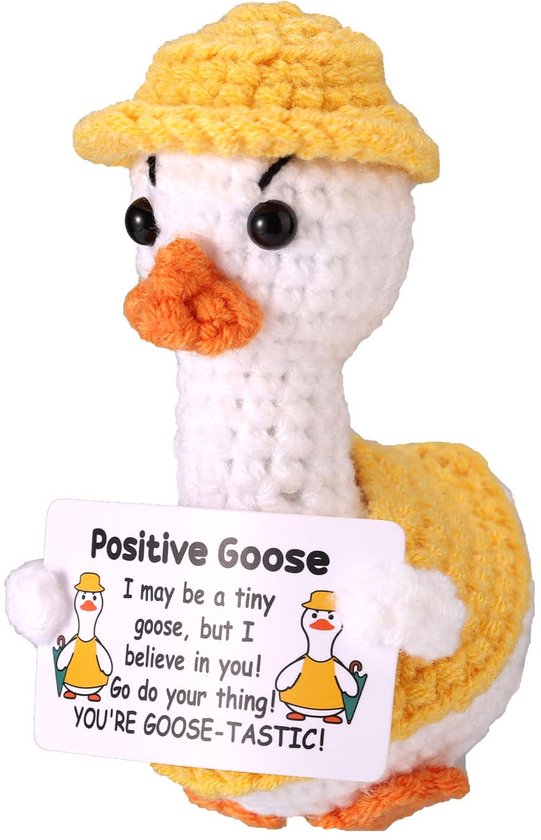Positive Crochet Goose, Handmade Emotional Support Knitted Crochet ...