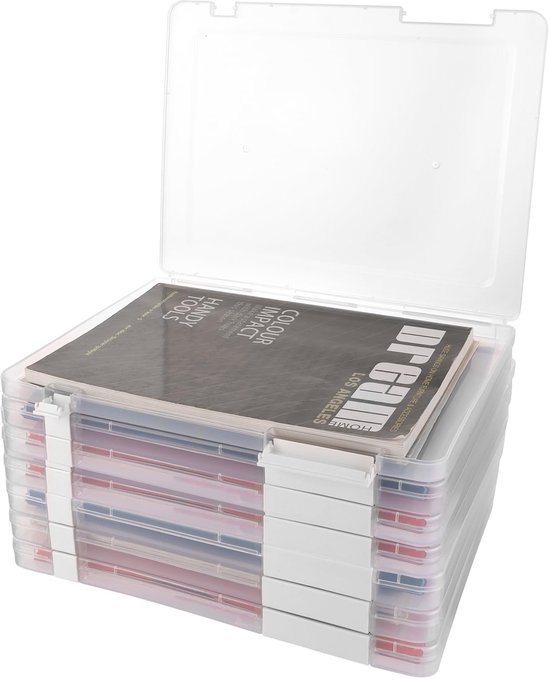 Pack of 6 A4 File Portable Project Case, File Box A4 Transparent ...