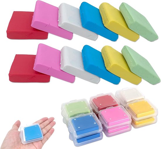 Kneedgum - 6 Kleuren - Classic Gum - 12 Stukken Kneedgummen - Zachte ...
