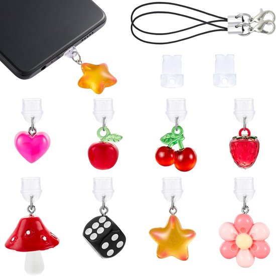 8-9 Pcs Dust Plug Charm Type C - USB C Dust Plug met Mobiele Telefoon ...