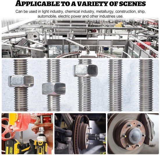 Pack of 12 M8 Threaded Rods - 100 mm Full Thread Rod - 304 Stainless ...