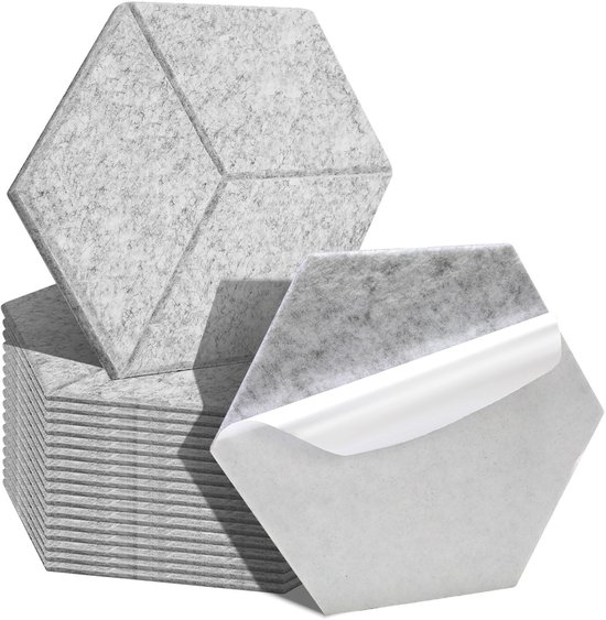 18 stuks Akoestische panelen Hexagon Wandpanelen Geluidspanelen ...