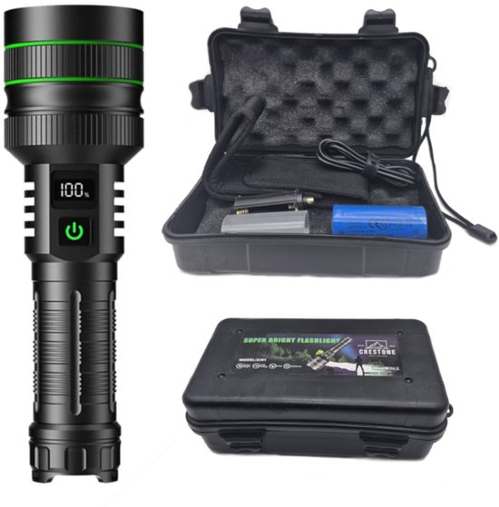 Zaklamp LED oplaadbaar - Militaire zaklamp - 5000 Lumen - 26650 Oplaadbare batterij -... | bol