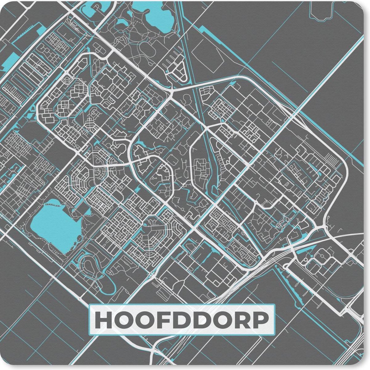 Stadskaart - Hoofddorp - Grijs - Blauw - Plattegrond | bol.com
