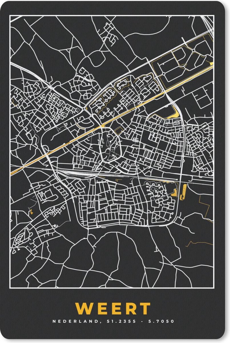 Stadskaart - Weert - Goud - Zwart - Plattegrond | bol.com