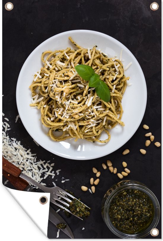 Tuindecoratie Italiaanse pasta met pesto en kaas - 40x60 cm ...