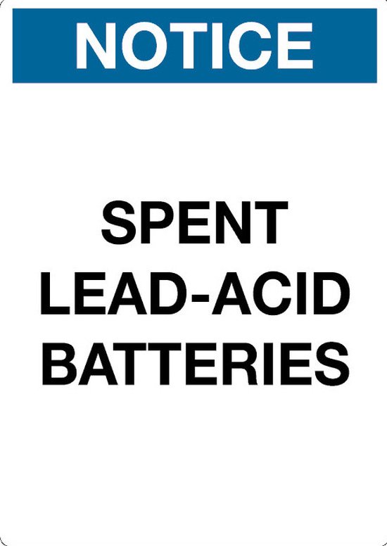 Sticker 'Notice: Spent lead-acid batteries' 210 x 148 mm (A5) | bol