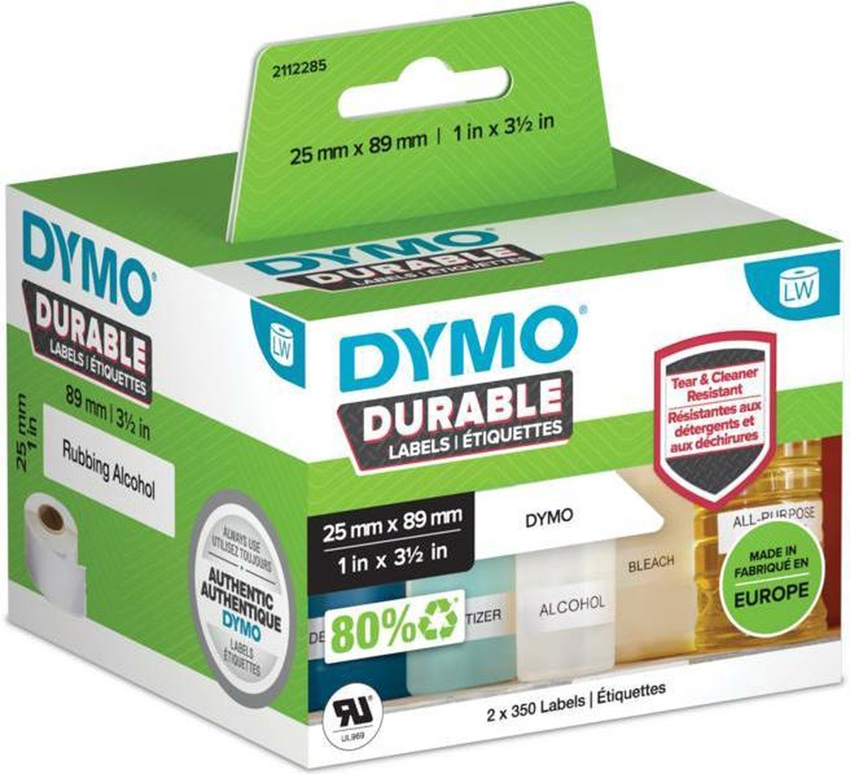 DYMO originele duurzame LabelWriter labels | 25 mm x 89 mm | Witte Poly ...