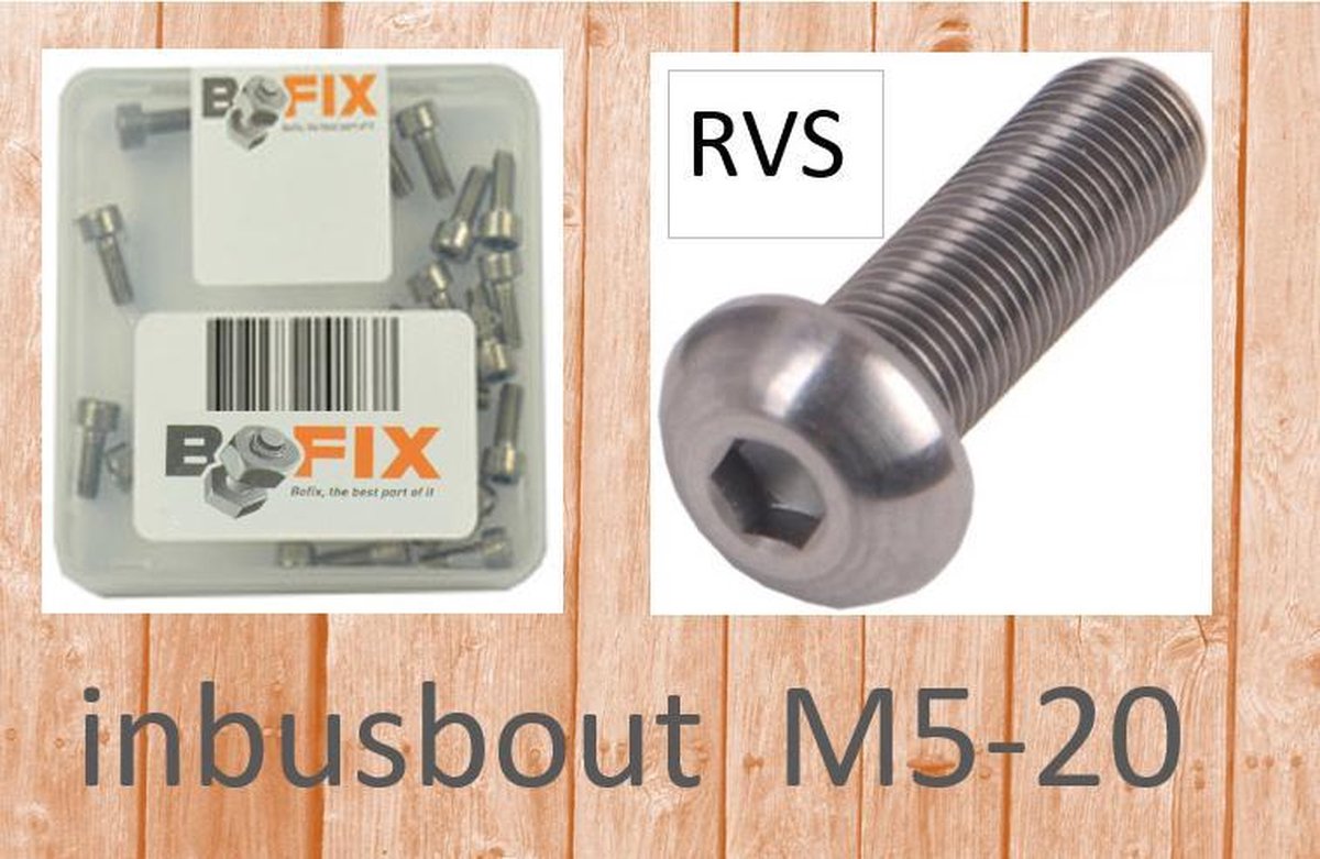 Bofix Inbusbout M5 X 20mm Rvs Bolkop 25 Stuks | bol