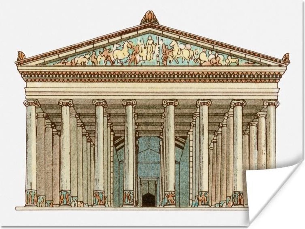 Une illustration de la façade du temple d' Artemis à Ephèse poster ...