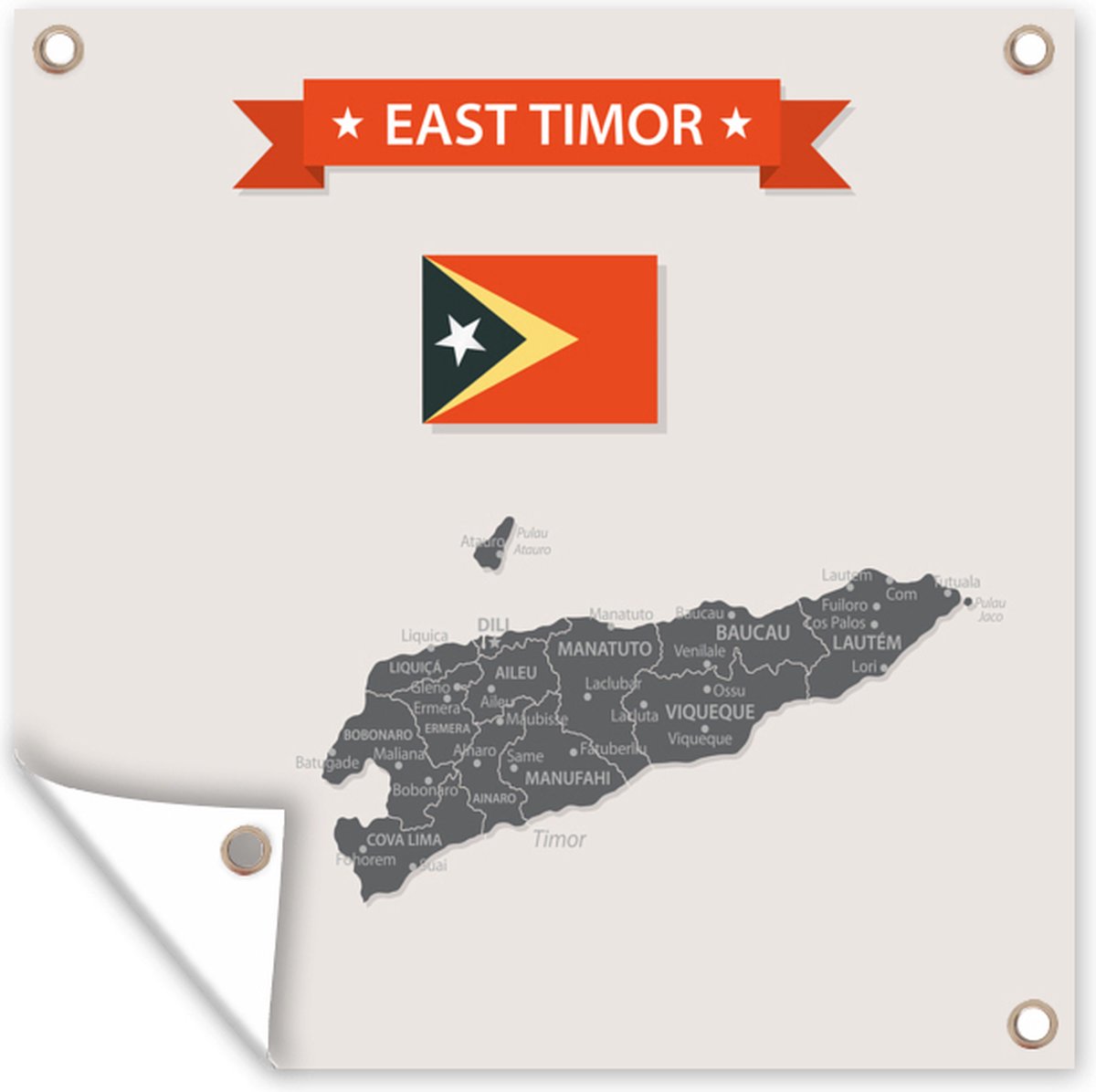 Tuindoek de kaart van Oost-Timor met een vlag en lint - 100x100 cm | bol