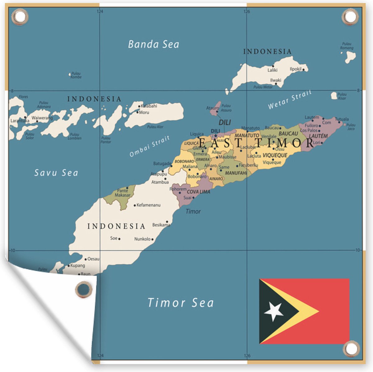 Tuindoek de kaart van Oost-Timor met de vlag - 100x100 cm | bol.com
