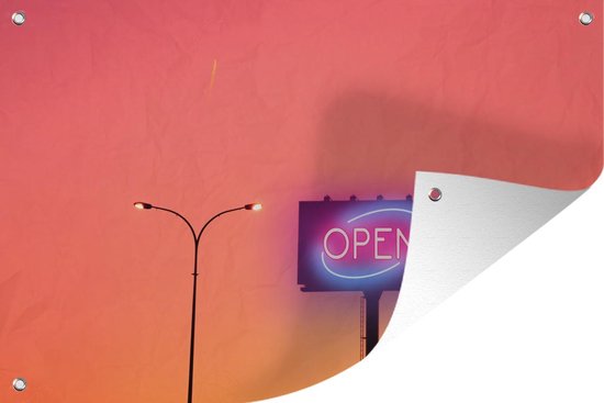 Enseigne publicitaire créative avec néons violets affiche de jardin ...