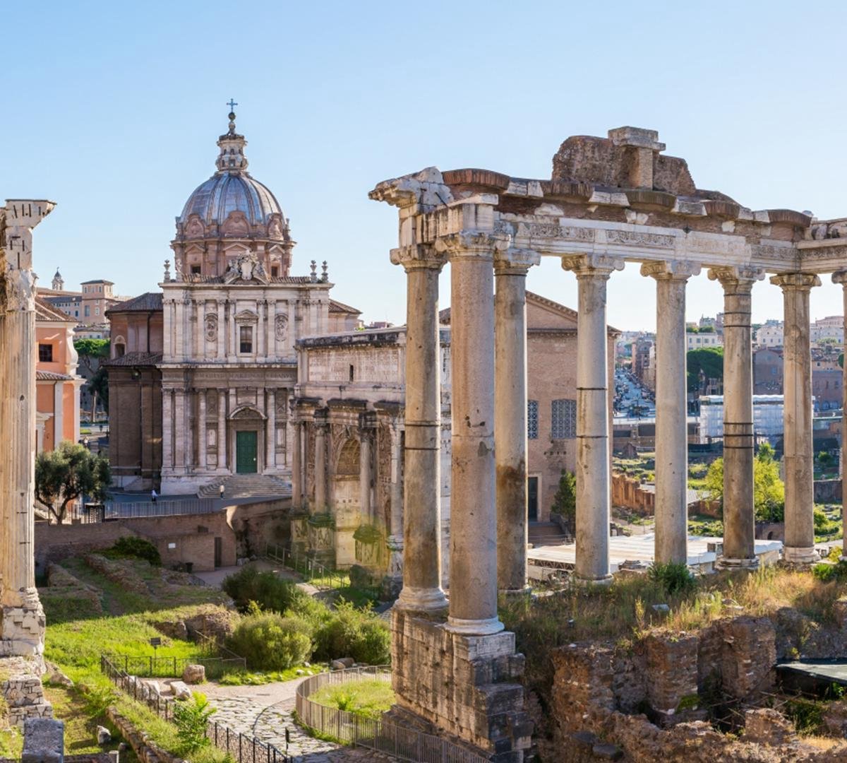 Forum Romanum gezien vanaf het Capitool in Rome - Fotobehang (in banen ...