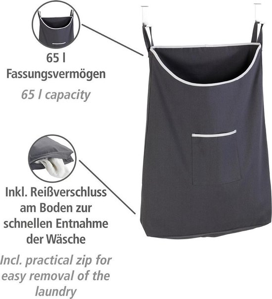 Wenko Overdeur-wasmand Canguro 65 L Katoen Grijs | bol