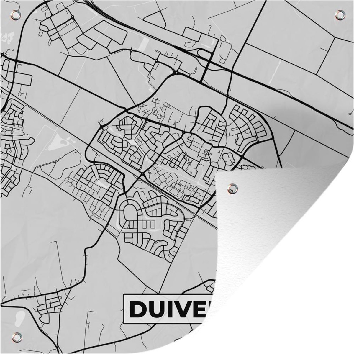 Tuinposters Stadskaart - Duiven - Grijs - Wit - 50x50 cm - Plattegrond ...