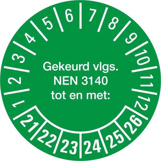 bol.com | NEN 3140 keuringssticker 21-26, 25 meter op rol Marineblauw 40 mm - 580 per rol